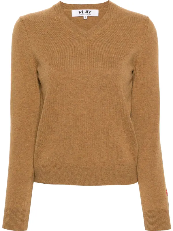 Play Comme Des Garcon Heart Logo Wool Jumper - Neutrals