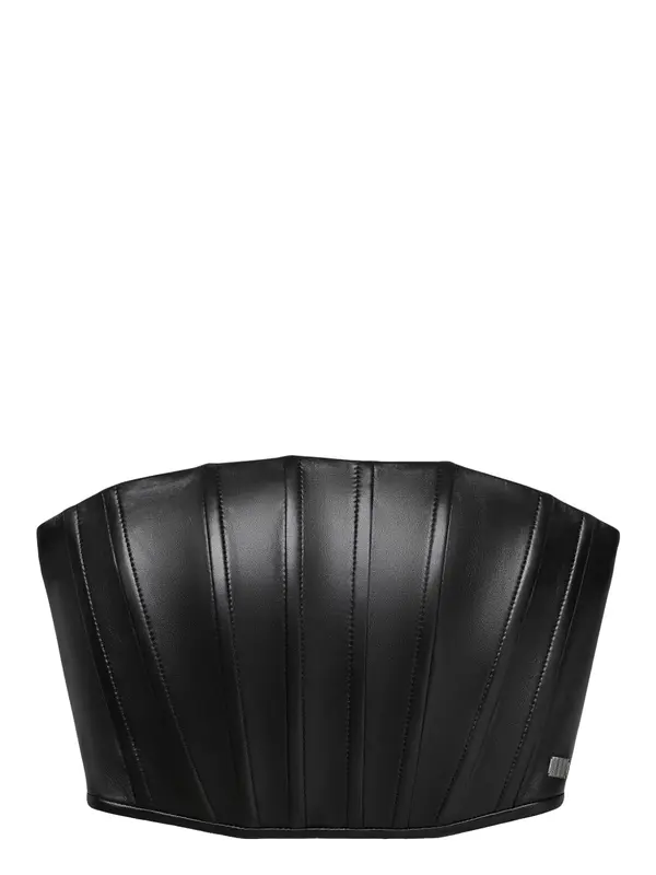Marc Jacobs Strapless Leather Corset Top - Black