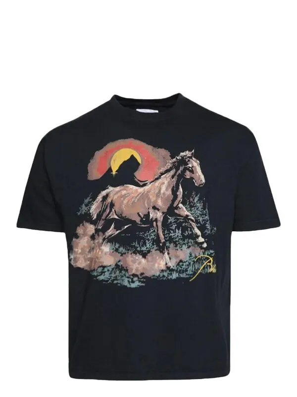 Rhude Santos Graphic-print Cotton T-shirt - Black
