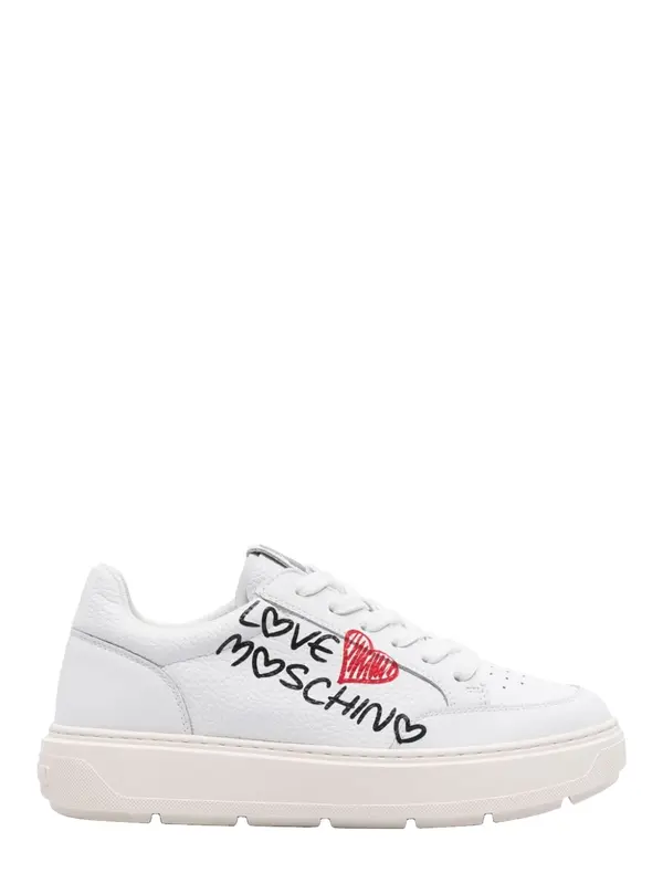 Moschino Logo-print Leather Sneakers - White