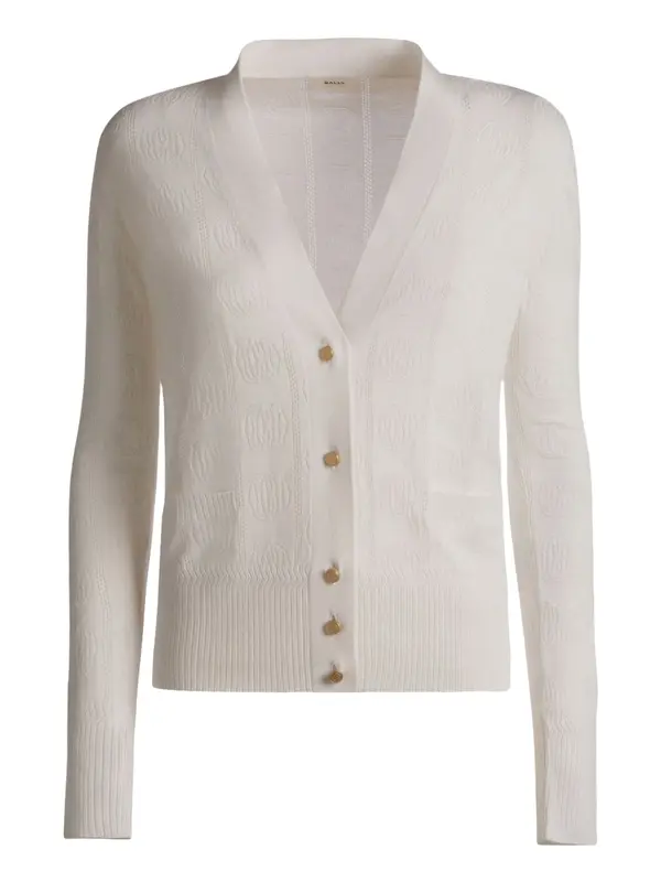 Bally Emblem Jacquard Silk-blend Cardigan - White