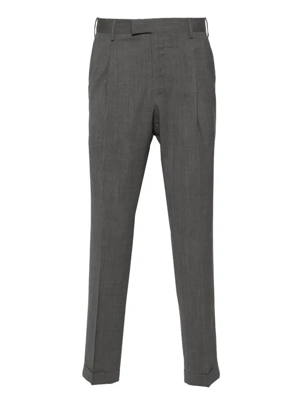 PT TORINO Pleated Slim-cut Trousers - Grey