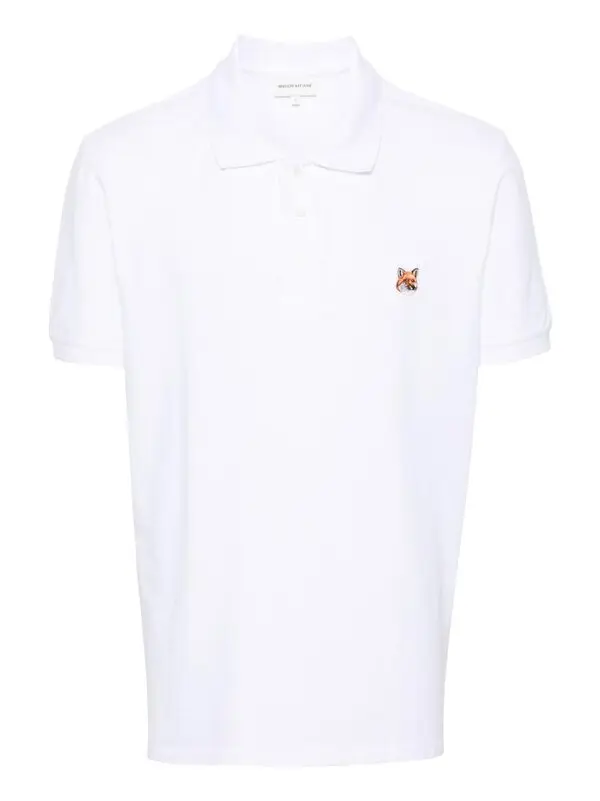 Maison Kitsuné Fox-patch Piqué Polo Shirt - White