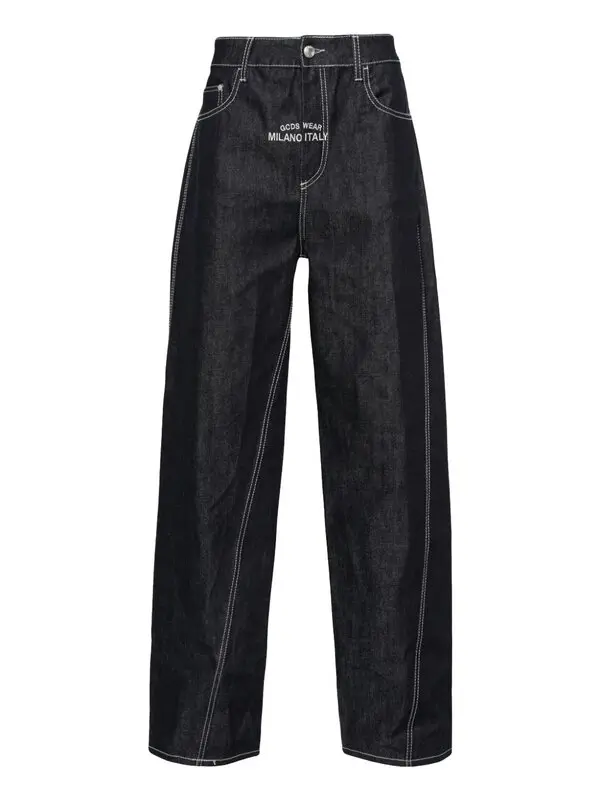 Gcds Raw Denim Wide Leg Jeans - Blue
