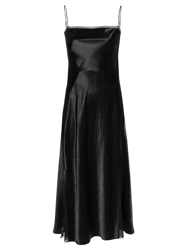 Vince Sheer-paneled Silk Slip Dress - Black