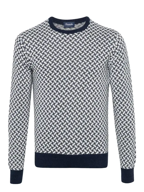 DRUMOHR Intarsia Knit Jumper - Blue