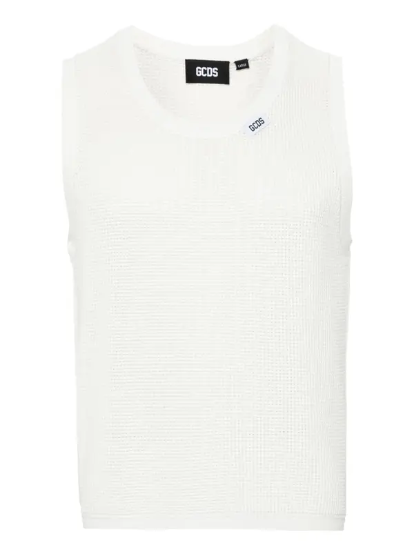 Gcds Waffle-knit Sleeveless Jumper - Neutrals