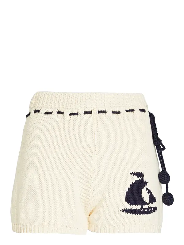 Zimmermann Intarsia Cotton High-rise Shorts - Cream