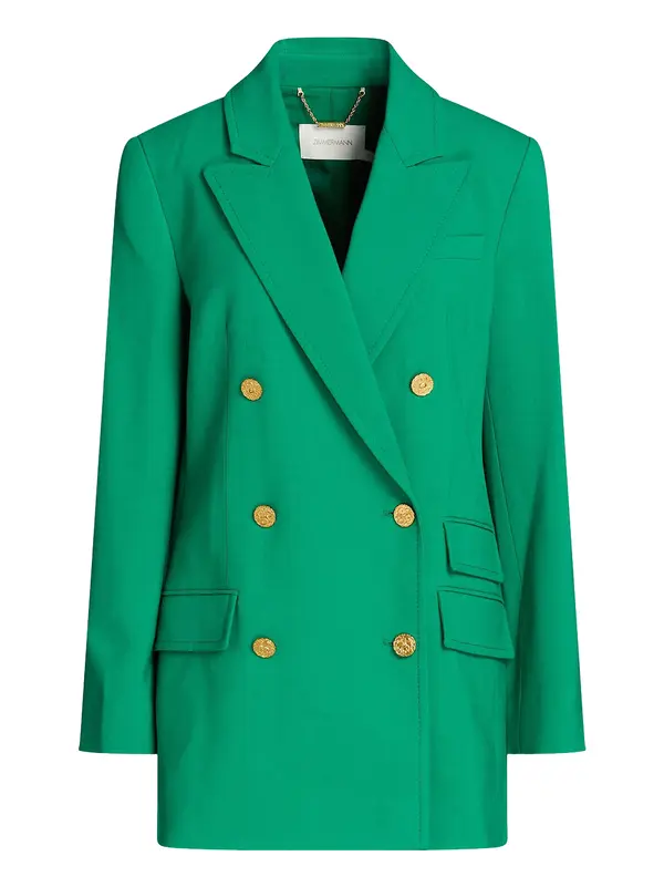 Zimmermann Double-breasted Crepe Blazer - Green