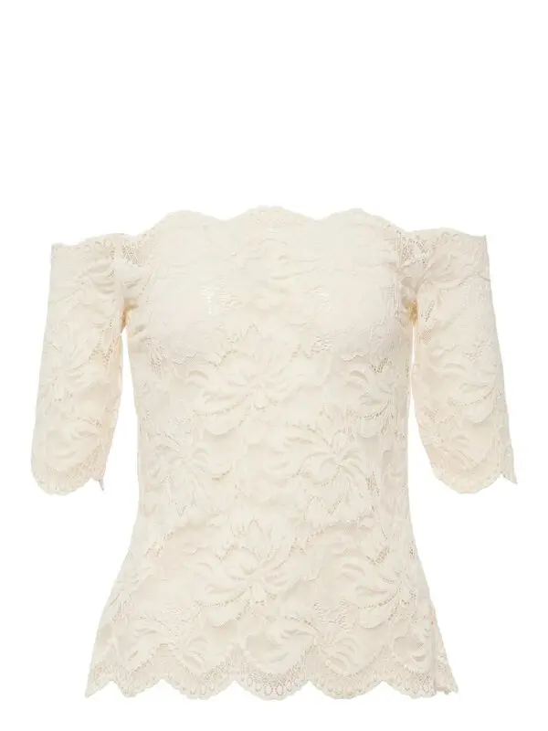 Rabanne Off-shoulder Lace Top - White