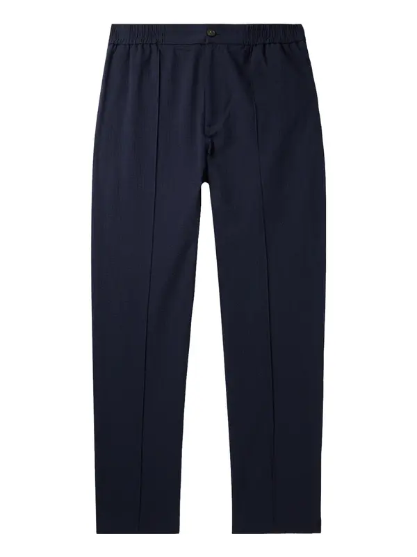 A.p.c. Joaquin Straight-leg Cotton-seersucker Trousers - Blue