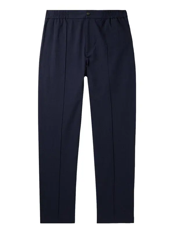 A.p.c. Joaquin Straight-leg Cotton-seersucker Trousers - Blue