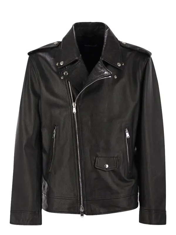 DONDUP Leather Biker Jacket - Black