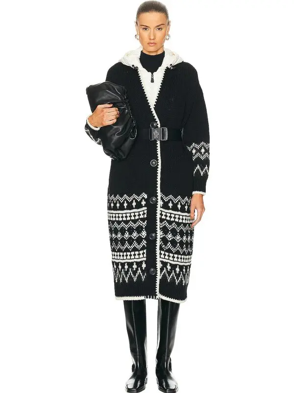 Moncler Layered Knit Cardigan - Black & White