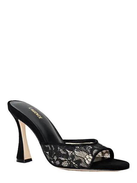 L'Agence Avery High Heel Slide Sandal - Black Lace
