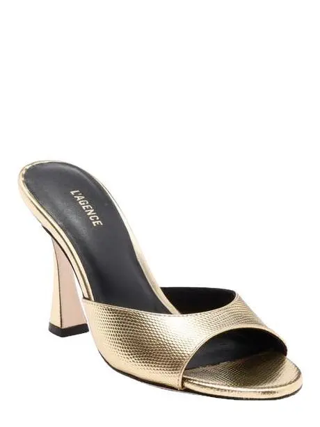 L'Agence Avery High Heel Slide Sandal - Gold