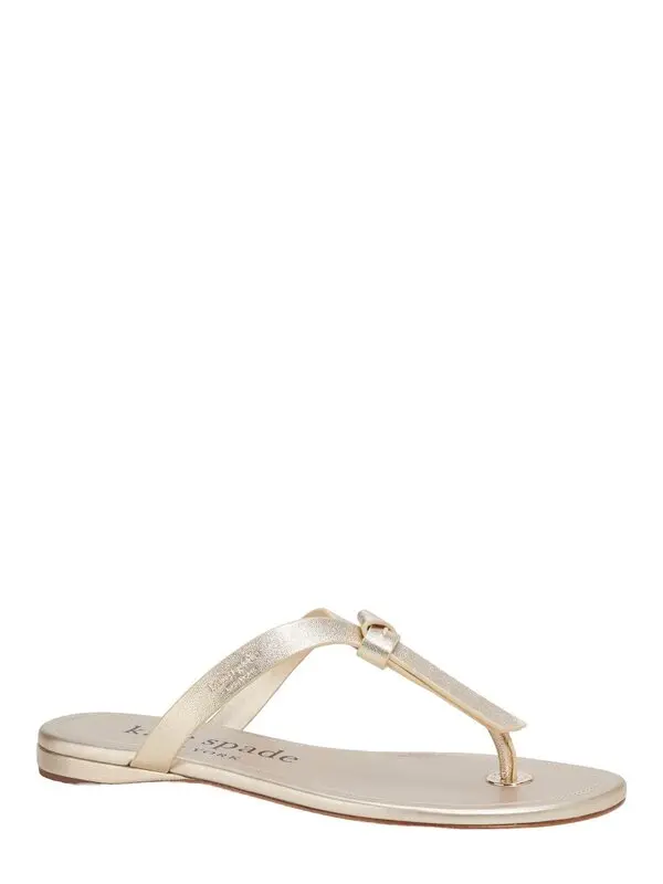 Kate Spade New York Knott Leather Flip Flop - Pale Gold