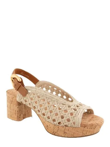 Aerosoles Cornelia Slingback Platform Sandal - Natural/ Tan/ Cork Heel