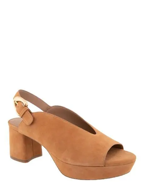Aerosoles Cornelia Slingback Platform Sandal - Tan Suede