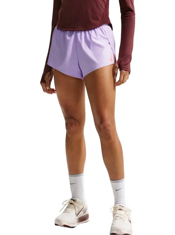 Nike Dri-fit Aeroswift Running Shorts - Violet Mist/black/hot Lava