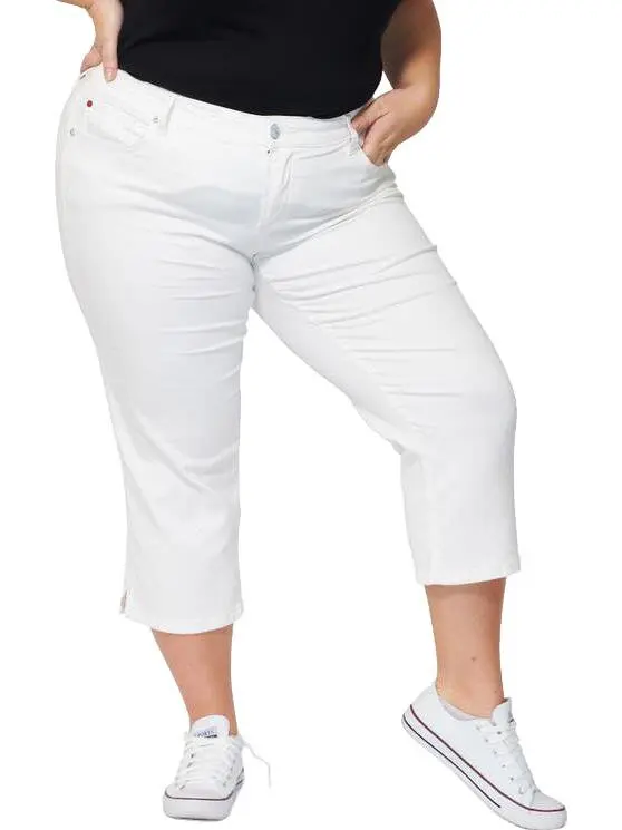 SLINK JEANS Mid-rise Straight Leg Crop Jeans - Optical White
