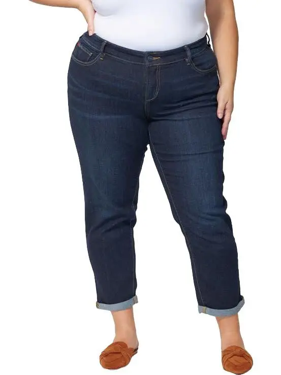 SLINK JEANS Rolled Cuff Cropped Jeans - Amber