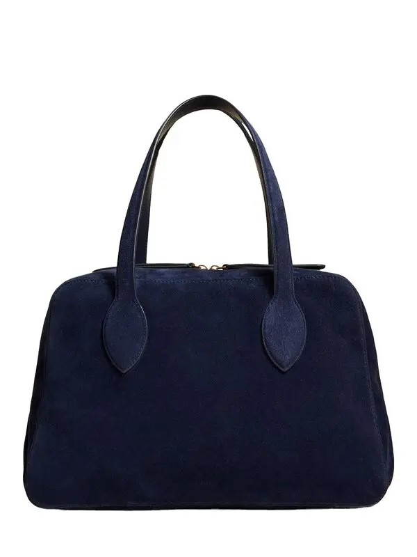 Khaite Maeve Suede Satchel - Midnight Navy