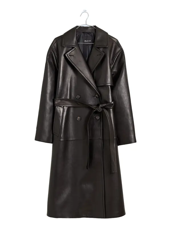 Madewell Leather Signature Trench Coat - True Black