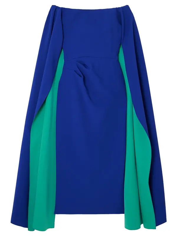 ROKSANDA Guiomar Cape-effect Off-the-shoulder Crepe Midi Dress - Blue