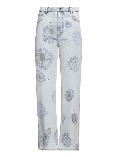 Sandro Straight-leg Jeans With Floral Print And Studs - Blue