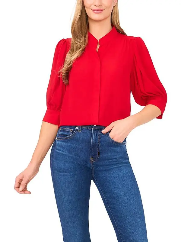 CECE DUPRAZ Collared Button-down Blouse - Luminous Red
