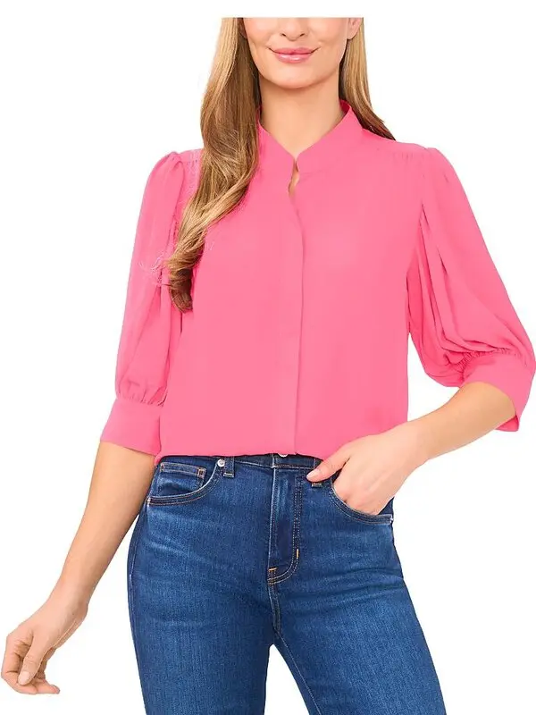 CECE DUPRAZ Open Collar Top - Raspberry