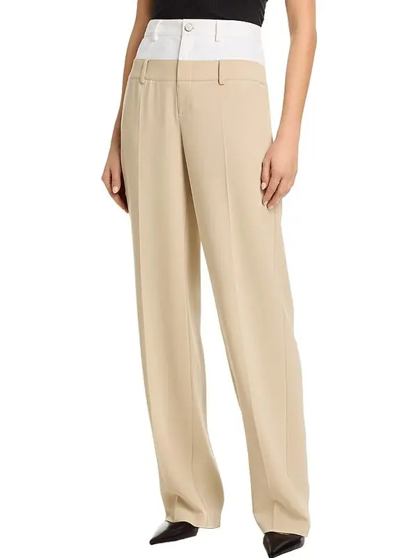 Cinq À Sept Dionne Mixed Media Pants - Khaki/white