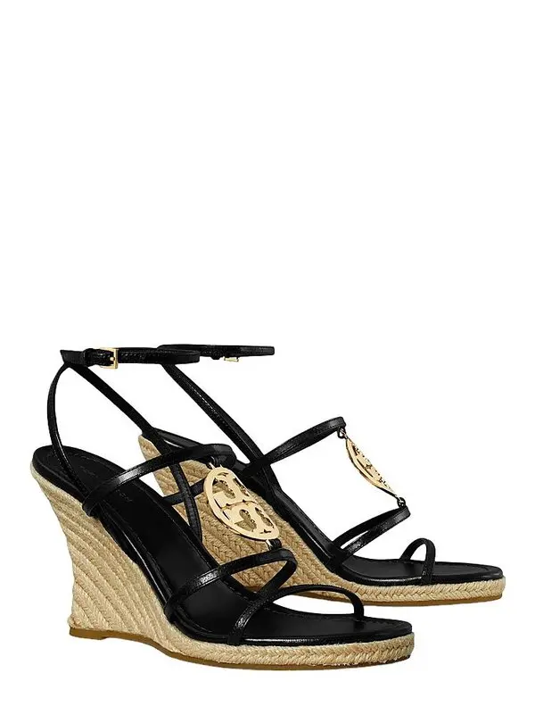 Tory Burch Capri Miller Espadrille Wedge Sandals - Black/gold