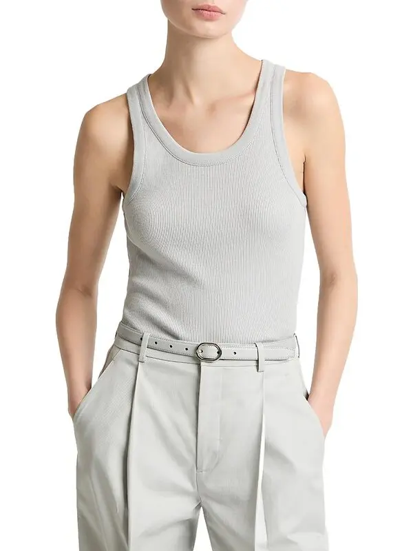 Vince Ribbed Scoop Neck Tank - Pale Tide