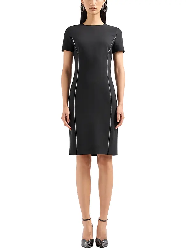 Emporio Armani Cady Tech Fabric Dress - Solid Black