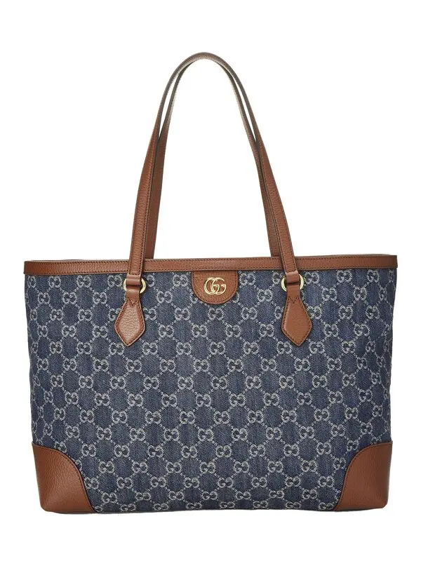 Gucci Gg Denim Ophidia Tote - Blue