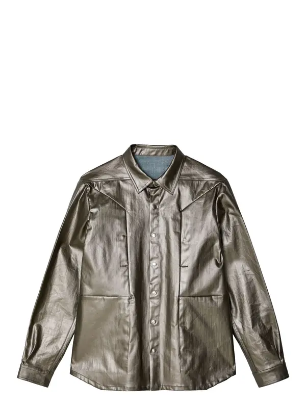 Rick Owens Fogpocket High-shine Shirt Jacket - Silver