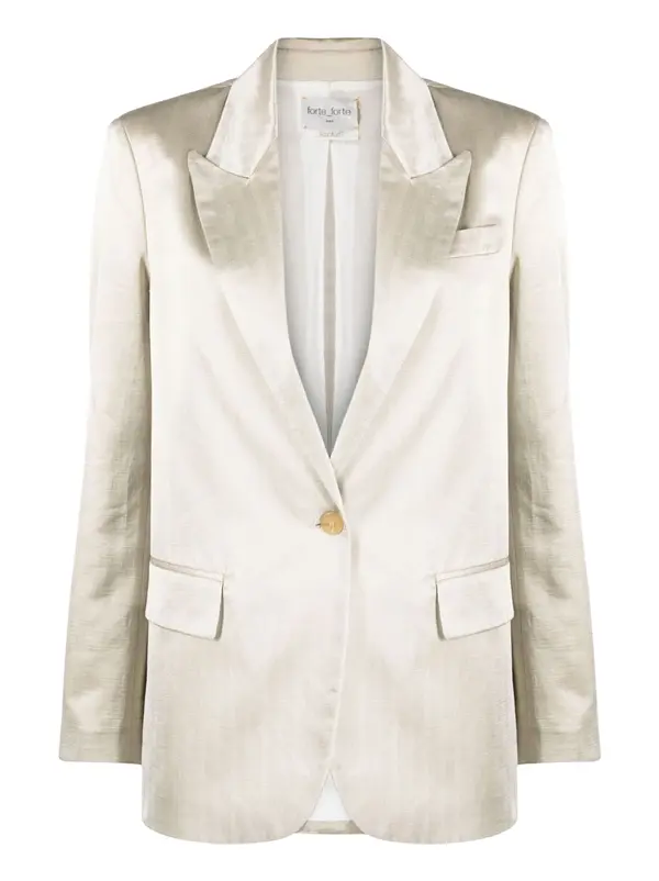 FORTE_FORTE Single-breasted Satin Blazer - Neutrals