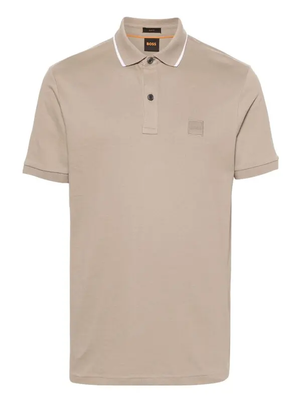 BOSS Logo-patch Piqué Polo Shirt - Neutrals