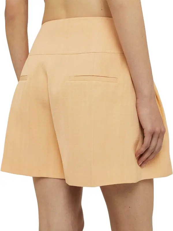 JIL SANDER Pleated Cotton Short Shorts - Orange