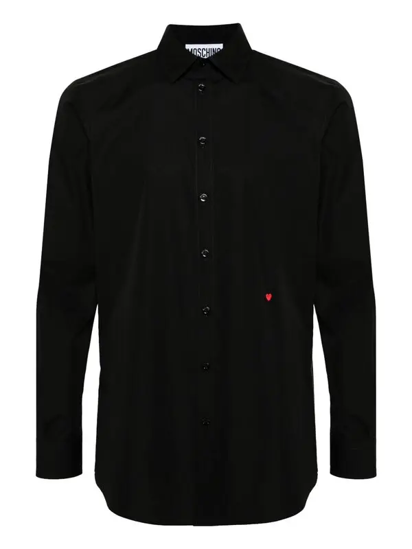 Moschino Heart-embroidered Poplin Shirt - Black