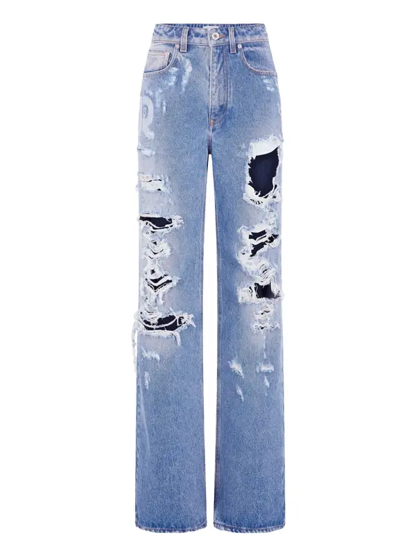 Rabanne Ripped Wide-leg Jeans - Blue