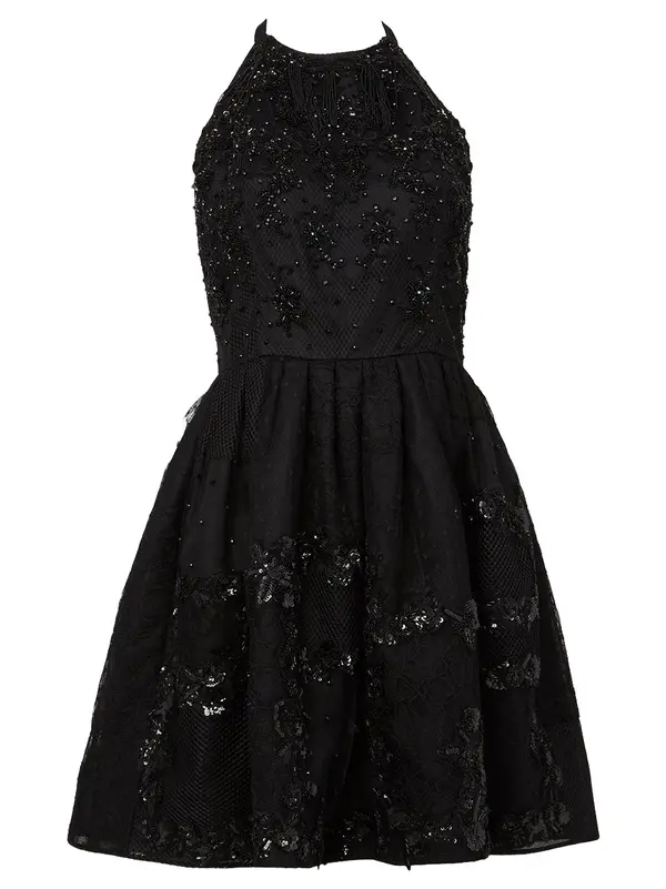 Oscar De La Renta Embellished Backless Dress - Black