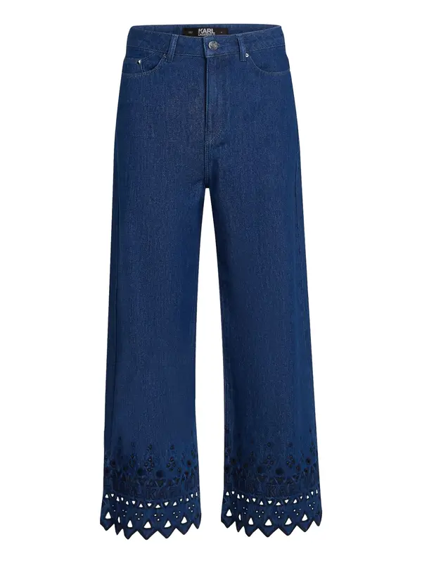 Karl Lagerfeld Broderie Anglaise Cropped Jeans - Blue