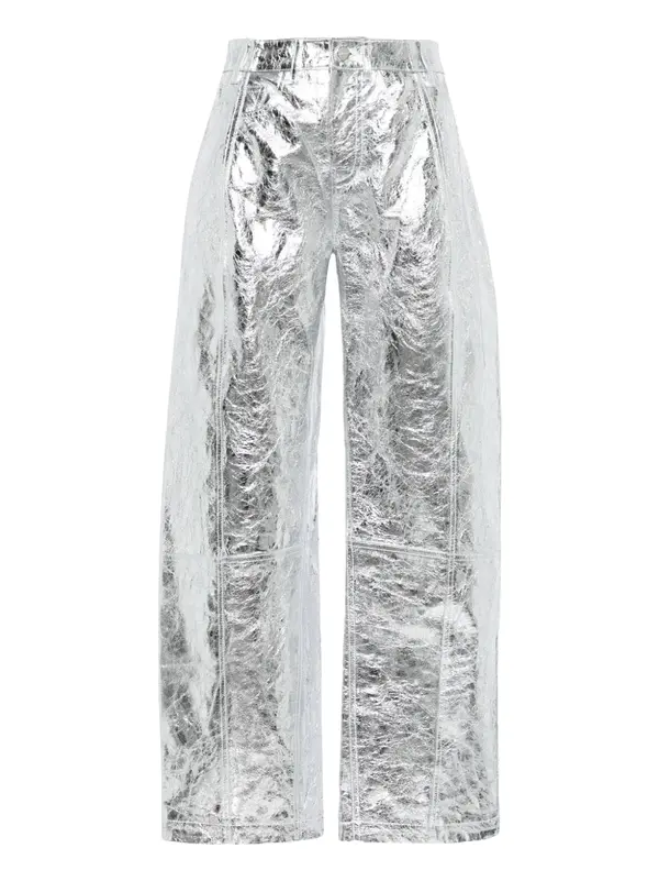 David Koma Metallic Wide-leg Trousers - Silver
