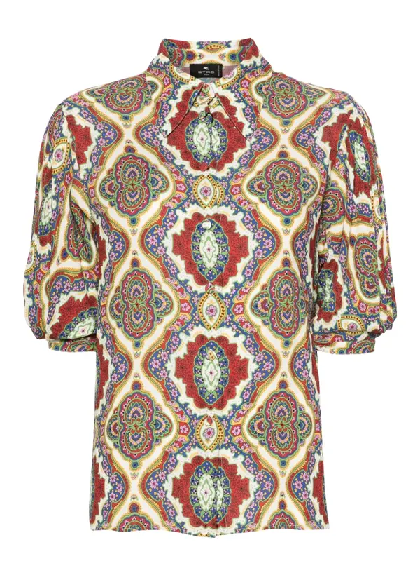 Etro Graphic-print Cady Blouse - Red