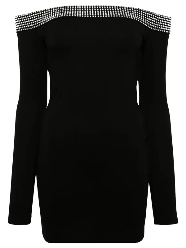 David Koma Crystal-embellished Off-shoulder Dress - Black