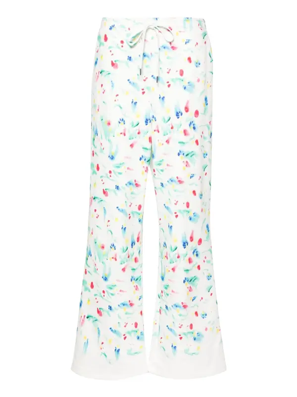 Marni Floral-print Cotton Track Pants - White