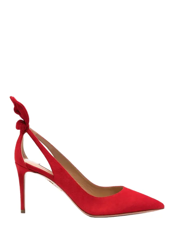 AQUAZZURA Bow Tie 85mm Suede Pumps - Red